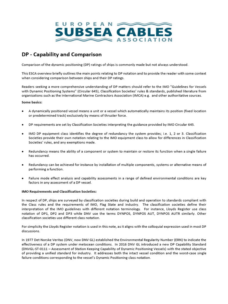 Cableship DP Capability Comparison | PDF