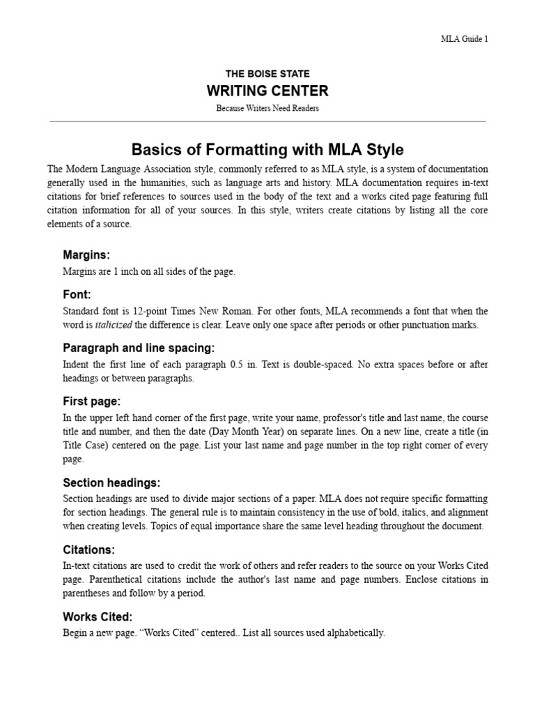 Writing Center MLA Syle Guide 9th Edition FA23 | PDF | Citation | Ellipsis