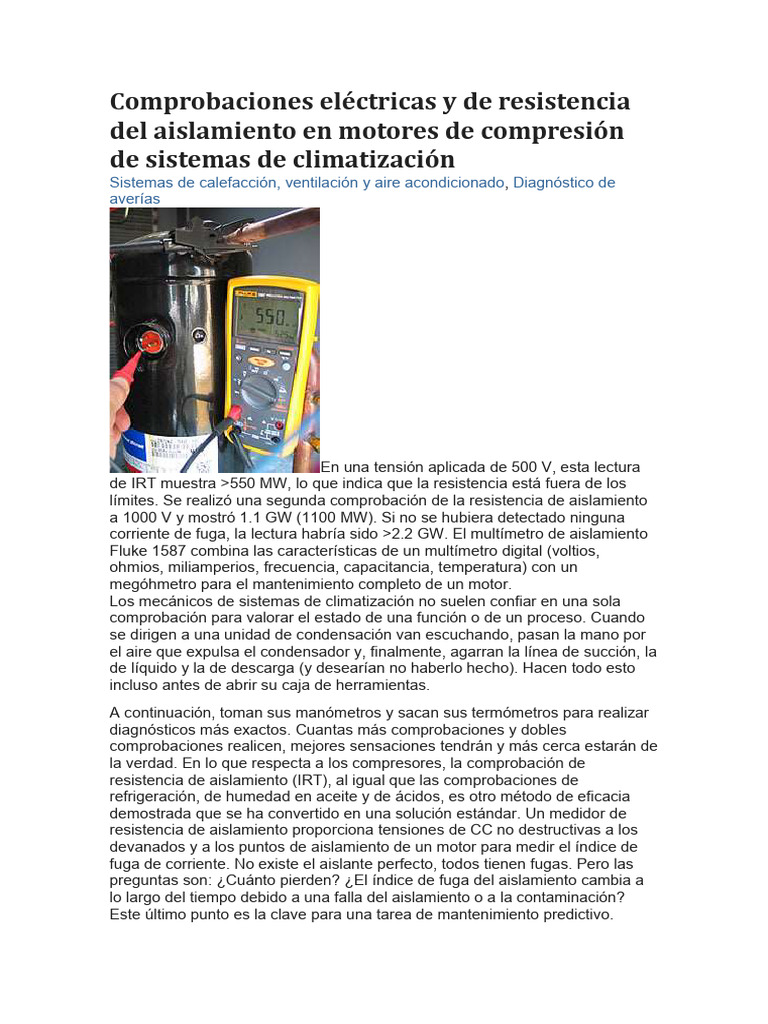 RESISTENCIAS_DE_AISLAMIENTO_Y_COMPROBACIONES_ELECTRICAS_EN_MOTOCOMPRESORES | PDF | Aislador ...