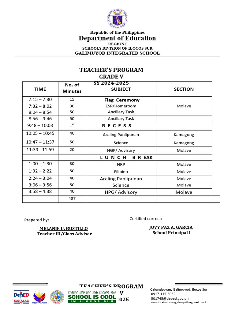 Grade V Teachers Program | PDF | Educational Institutions | Schools