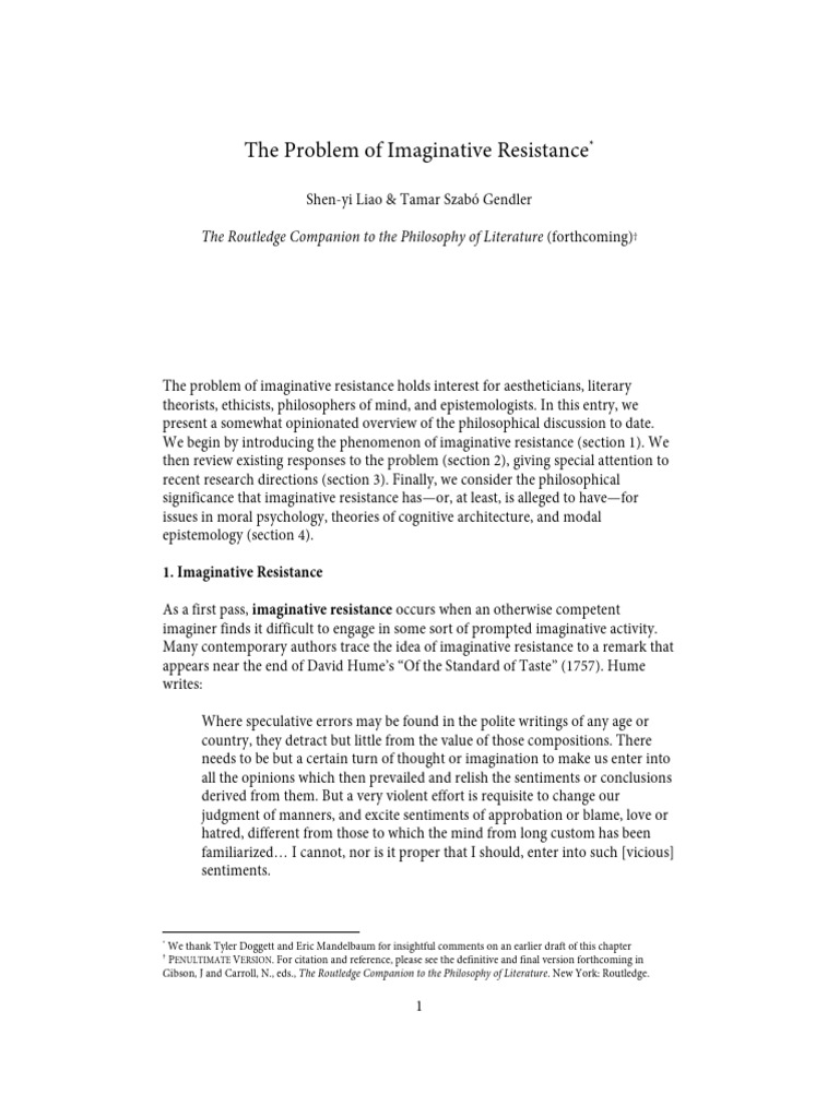 The Problem of Imaginative Resistance | PDF | Epistemology | David Hume