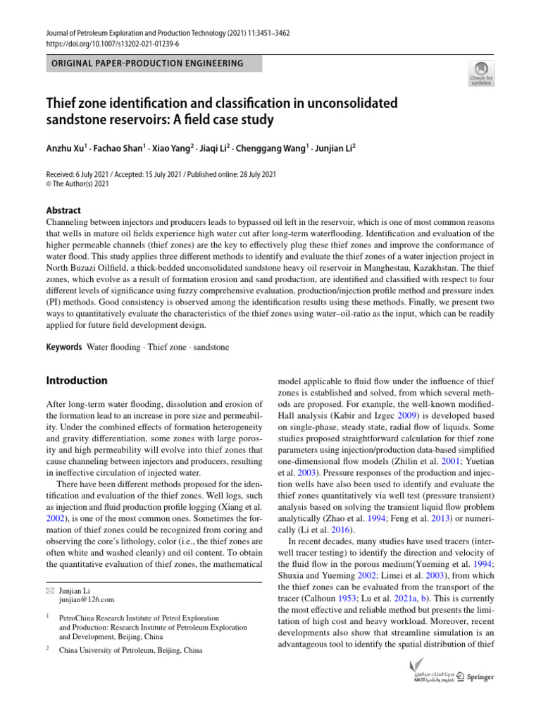 Thief Zone Identification Unconsolidated Sandstone | PDF | Petroleum ...