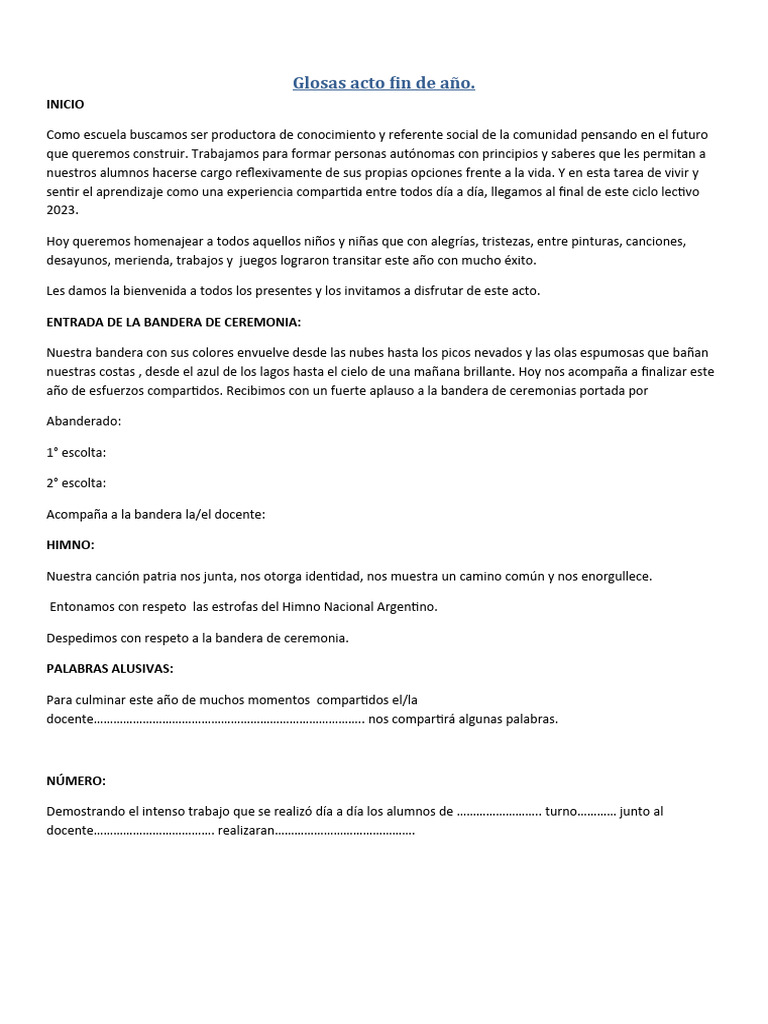 Glosas Acto Fin de Añ1 | PDF