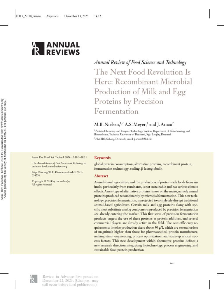 Nielsen Et Al 2023 The Next Food Revolution Is Here Recombinant ...