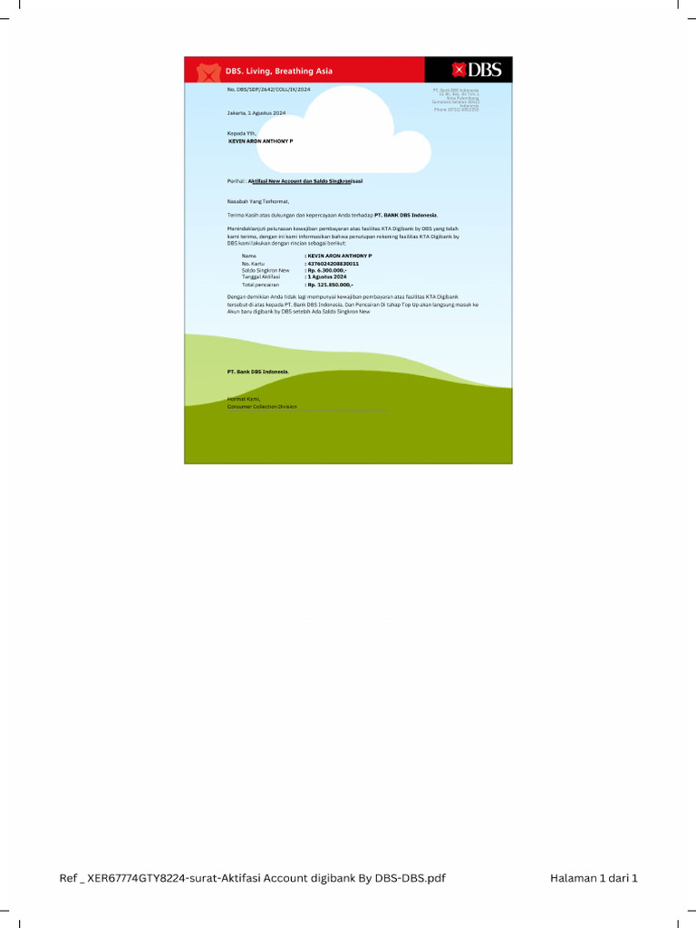 Ref - XER67774GTY8224-surat-Aktifasi Account Digibank by DBS-DBS - PDF - 20240801 - 132139 ...