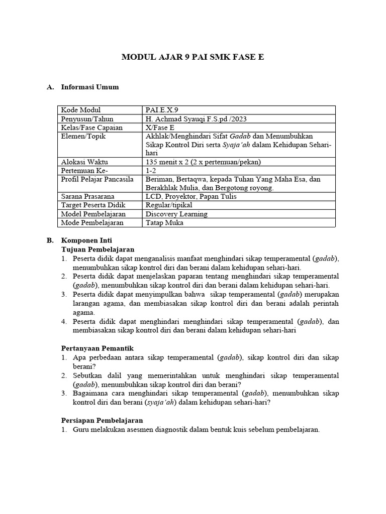 Menghindari Gadab dan Kontrol Diri PAI | PDF | Karier & Perkembangan ...