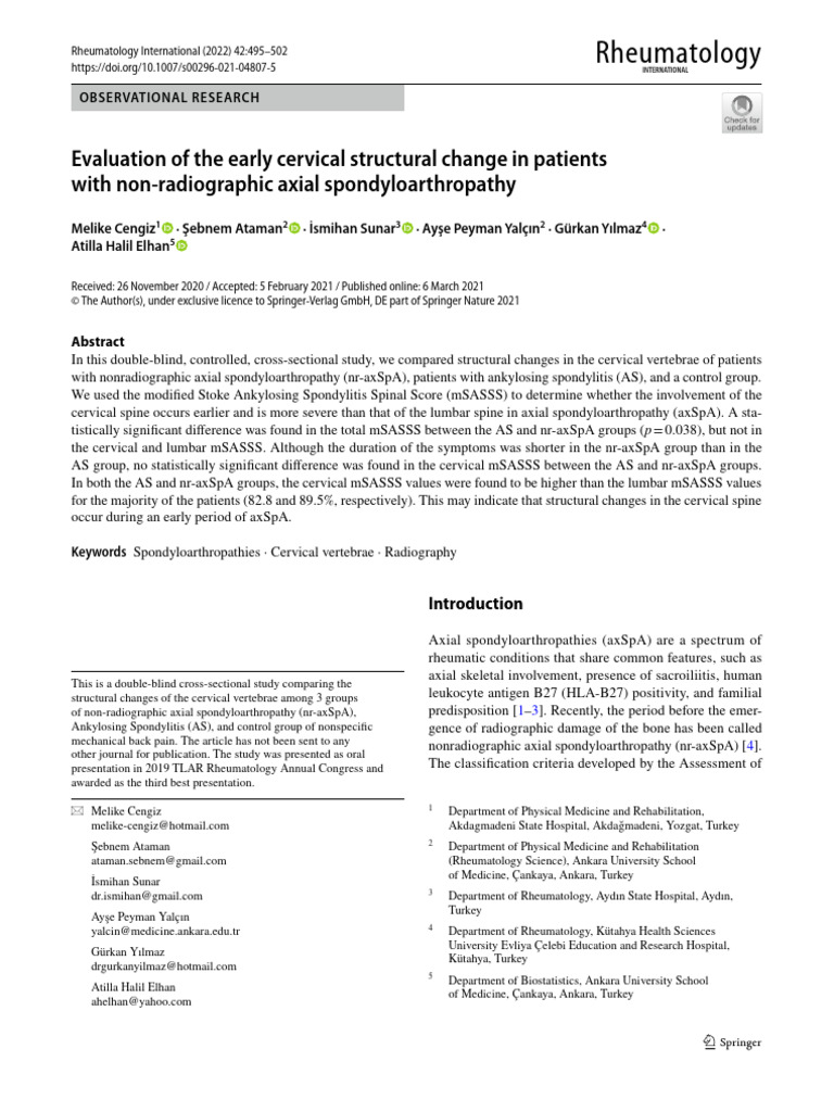 Early Cervical Structural Change | PDF | Clinical Medicine | Diseases ...