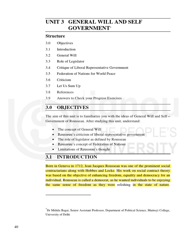 Q5 General Will Rousseau | PDF | Sovereignty | Jean Jacques Rousseau