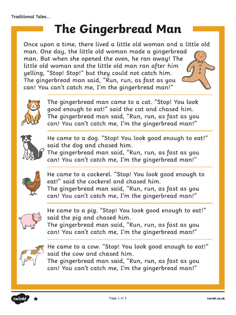 The Gingerbread Man Reading Comprehension | PDF