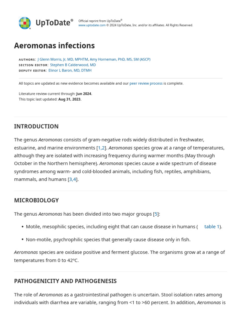 Aeromonas Infections - UpToDate | PDF | Antimicrobial Resistance | Beta ...