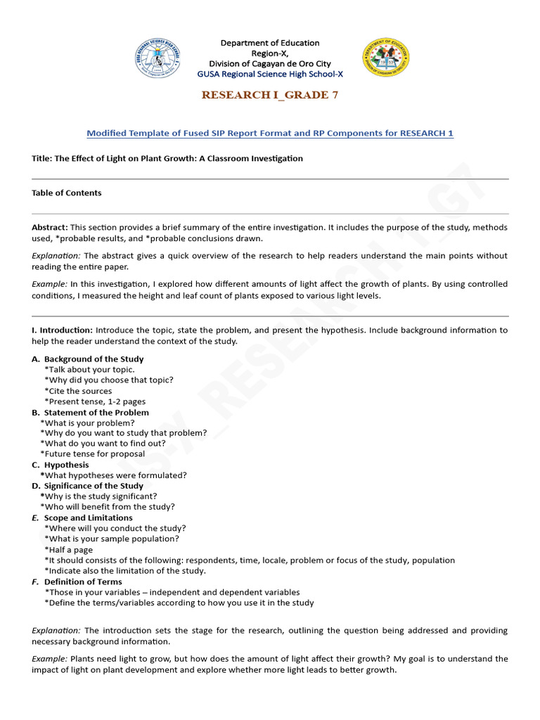 Modified Sip RP Report - Format - G7 | PDF | Experiment | Hypothesis