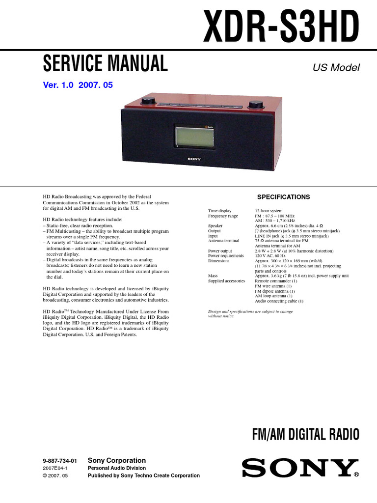 xdr-s3hd SM | PDF | Radio | Frequency Modulation