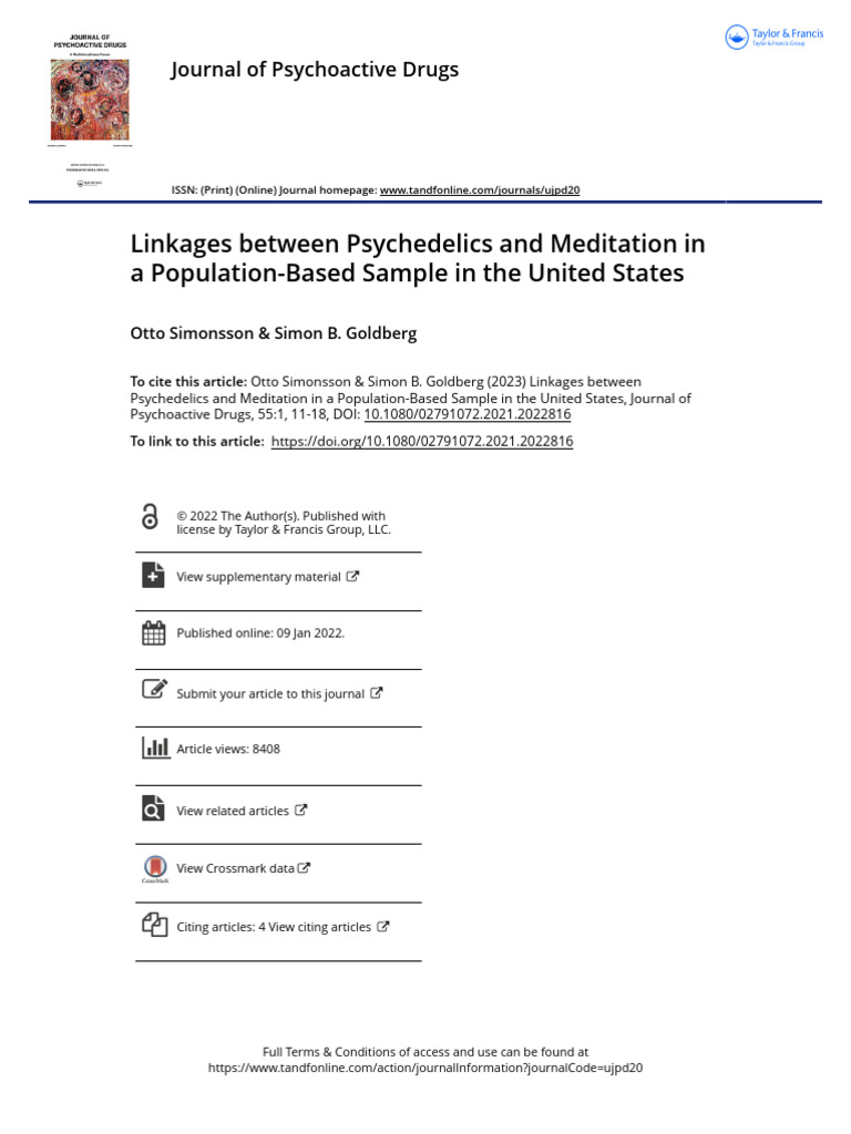 Linkages Between Psychedelics and Meditation in A Population-Based ...