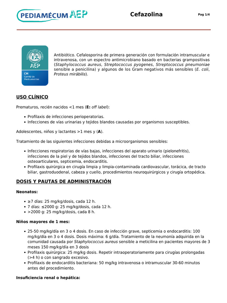 Cefazolina | PDF | Enfermedades y trastornos | Medicina