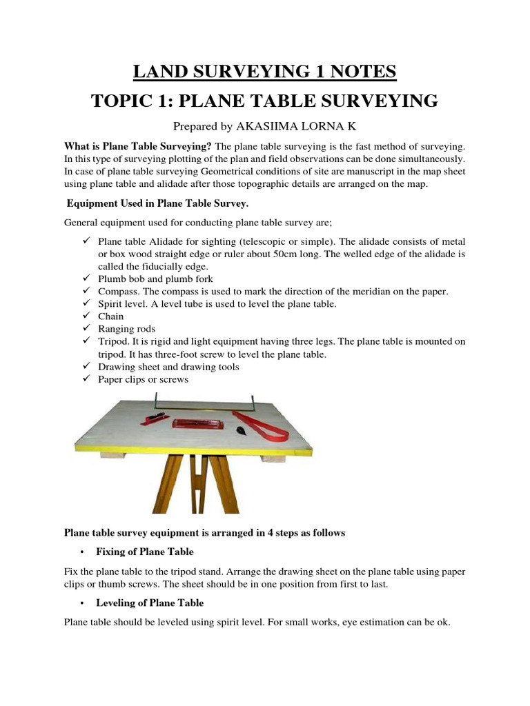 Note Plane table surveying | PDF | Surveying | Area