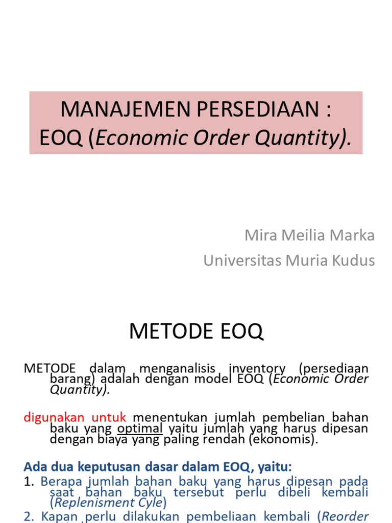 Managing Inventory (EOQ) New | PDF | Teknologi & Rekayasa