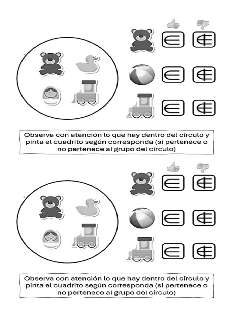 Tarea de Pertenece y No Pertenece 4 Ños | PDF