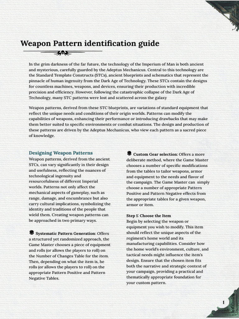 Castors - Weapon Pattern Identification Guide | PDF