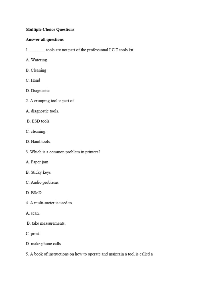 ICT Multiple Choice & Structured Questions | PDF | Antivirus Software ...