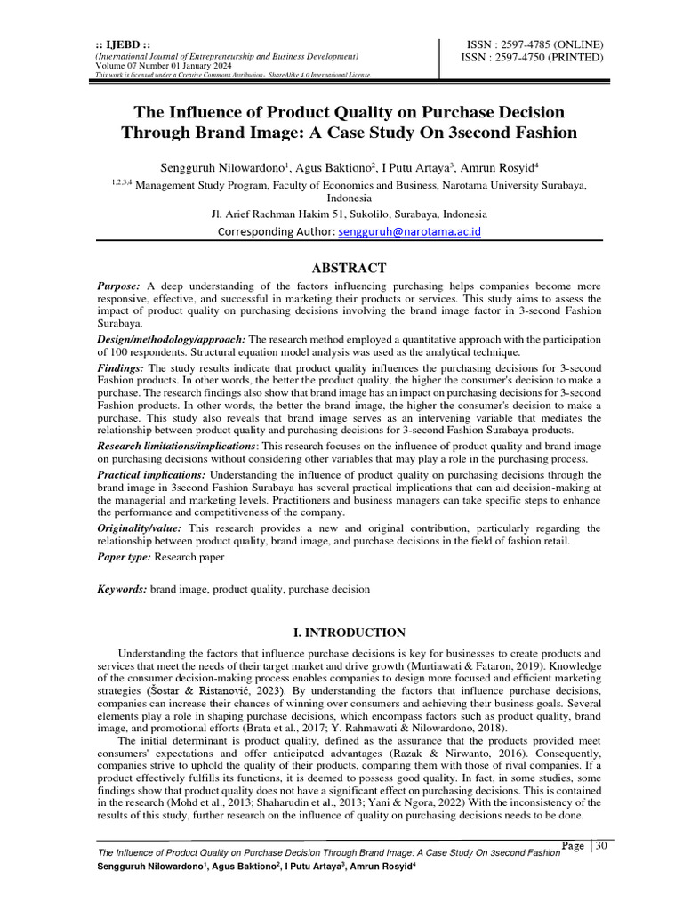 Product Quality's Impact on 3second Fashion | PDF | Brand | Consumer ...