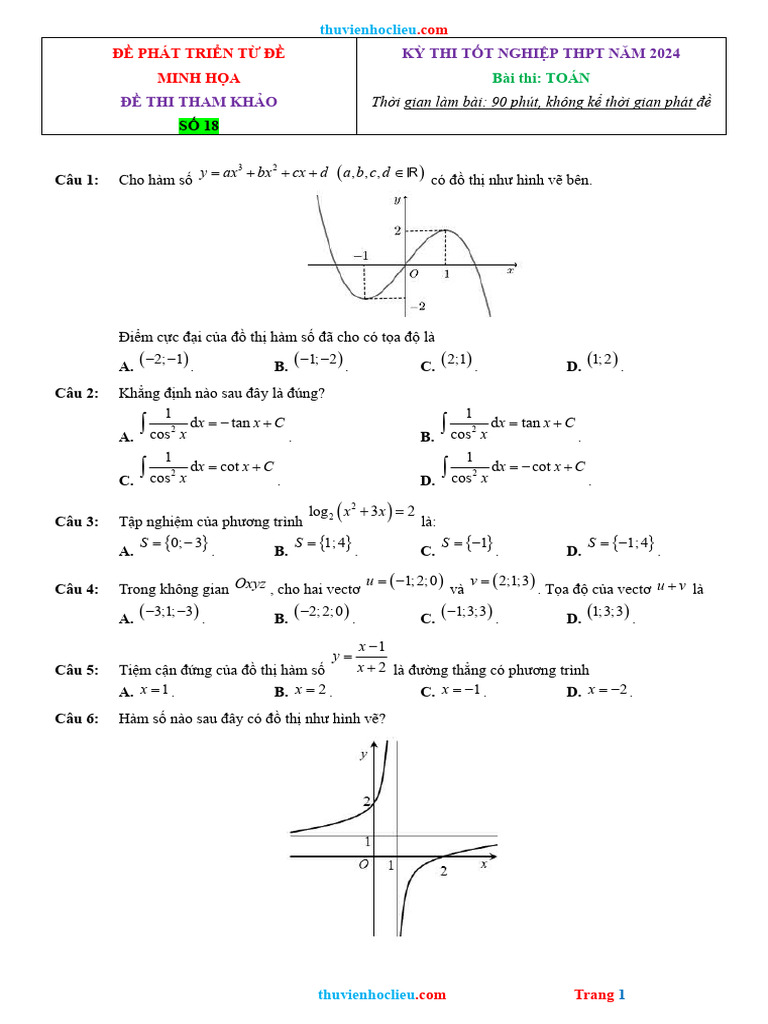 De Thi Thu TN THPT 2024 Toan Phat Trien Tu de Minh Hoa de 18 | PDF