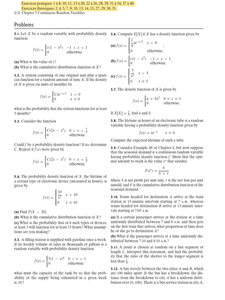 Chapitre 5 | PDF | Probability Density Function | Variance