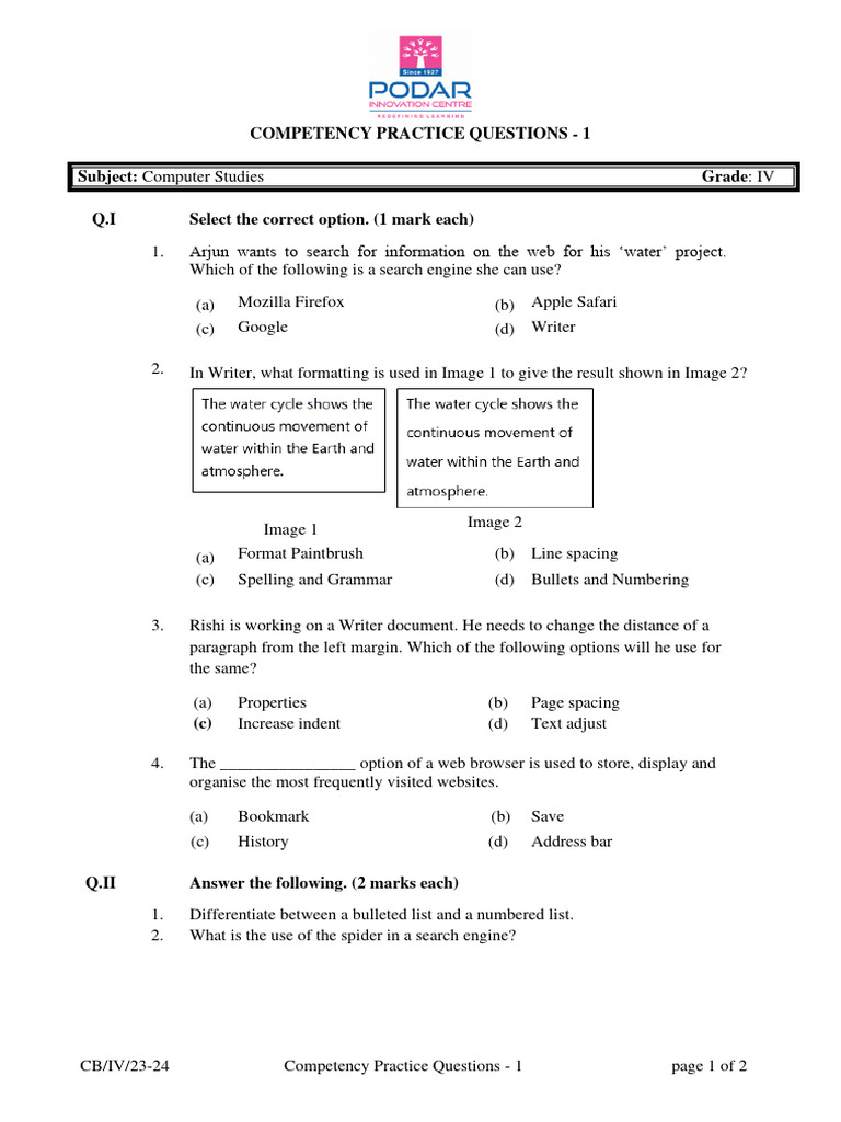QP - CB - IV - Computer Studies - CBQ - 1 | PDF | Paragraph | World Wide Web