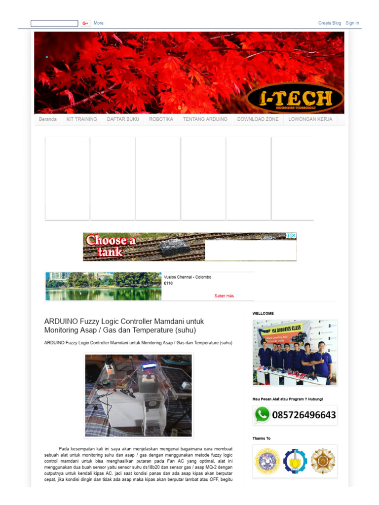 Arduino Fuzzy Logic Controller Mamdani Untuk Monitoring Asap Gas Dan Temperature Suhu