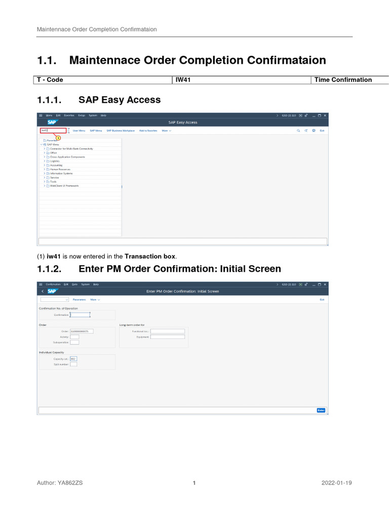 Maintennace Order Completion Confirmataion IW41 | PDF | Computers