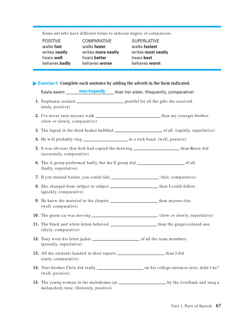 Exercise 5: More Frequently | PDF | Adverb | Linguistics