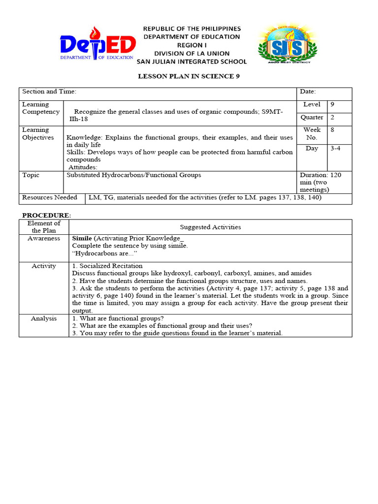 Science9 Q2 W8 D3-4 | PDF | Functional Group | Amide