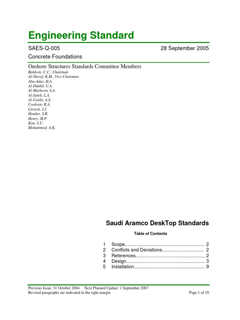 SAES-Q-005: Concrete Foundations Standard | PDF | Concrete | Foundation ...