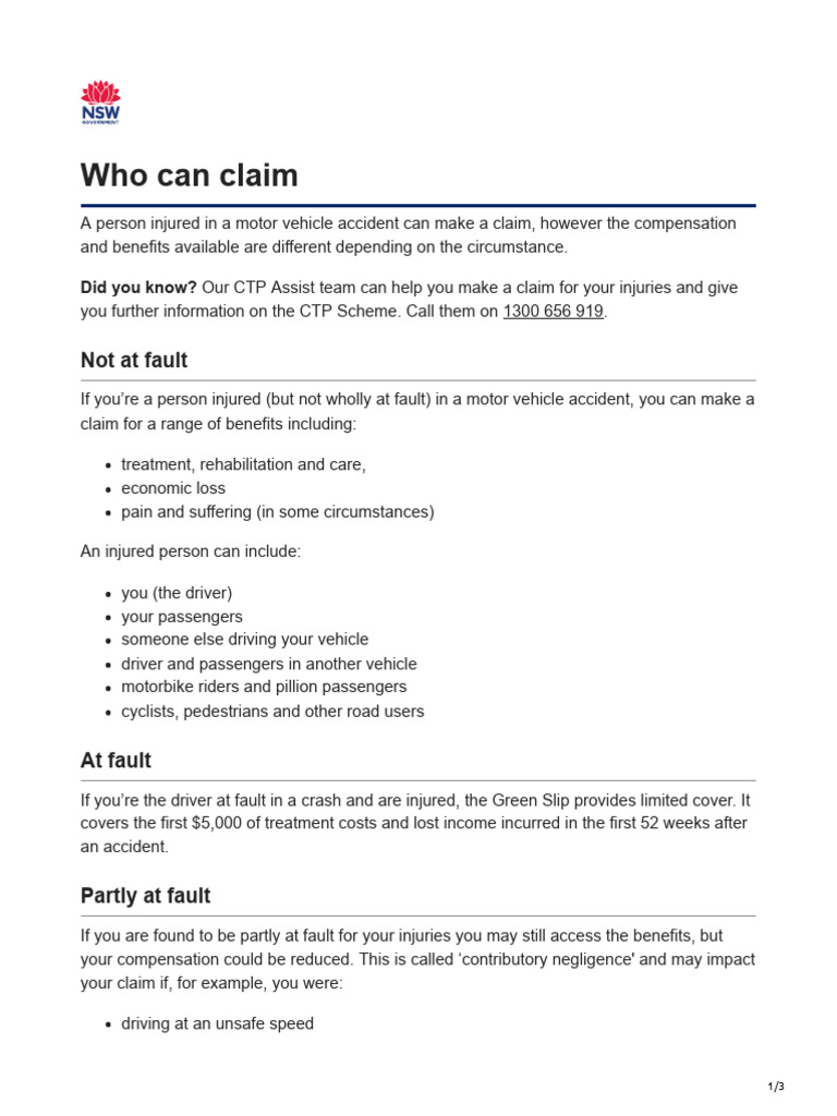 Sira - Nsw.gov - Au-Who Can Claim | PDF | Traffic Collision | Vehicle ...