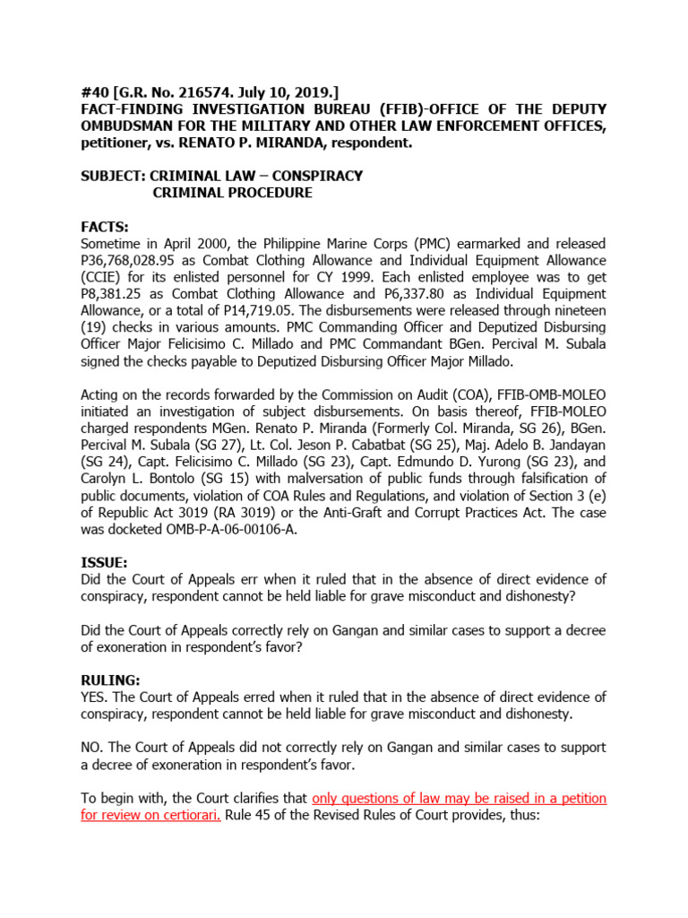 FFIB Investigation on Public Fund Misuse | PDF | Appeal | Public Law