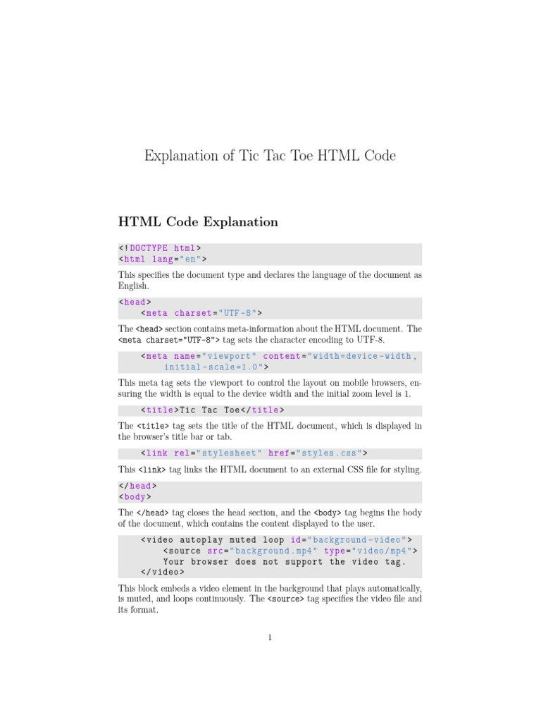Tictactoe Website | PDF | Html Element | Html