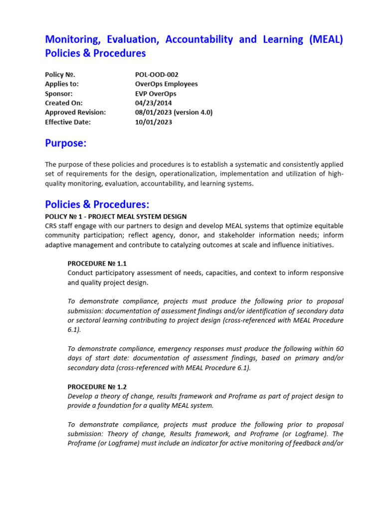 Meal Policies Procedures Eng 072024 | PDF | Institutional Review Board ...