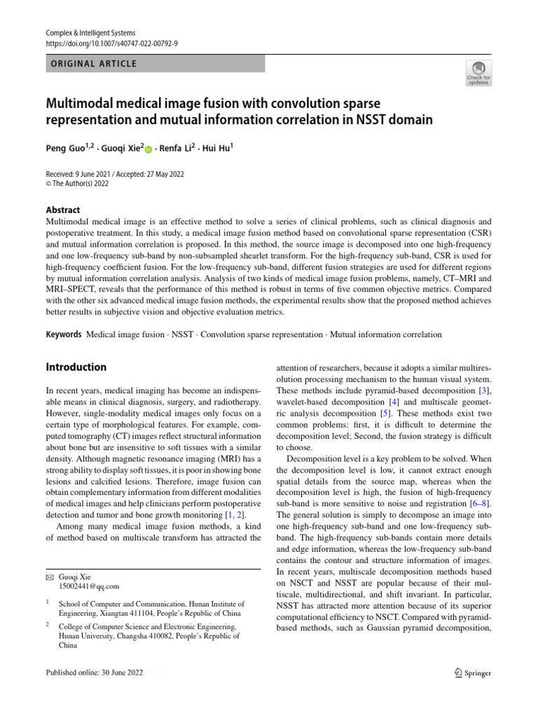 Guo2022_Article_MultimodalMedicalImageFusionWi | PDF | Medical Imaging ...