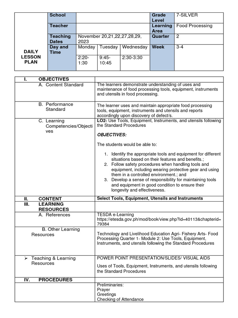 LESSON PLAN - Week 3-4 | PDF | Knowledge | Learning