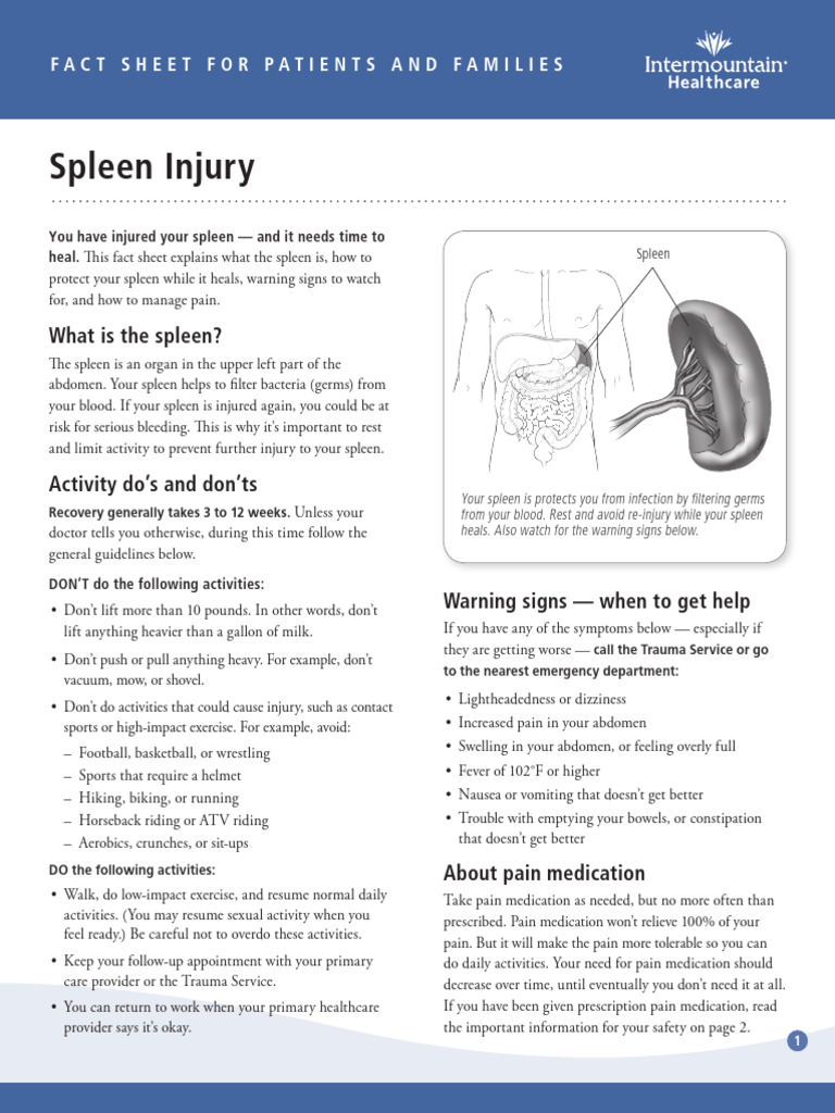 Spleen Injury Fact Sheet | PDF | Analgesic | Opioid