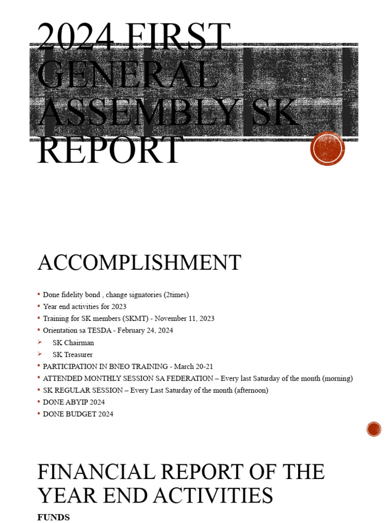 First Assembly Report March 31, 2024 | PDF