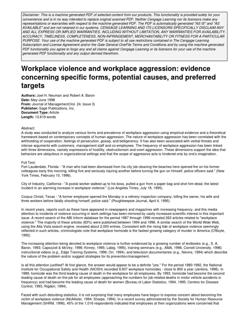 Workplace Violence and Workpla | PDF | Aggression | Violence