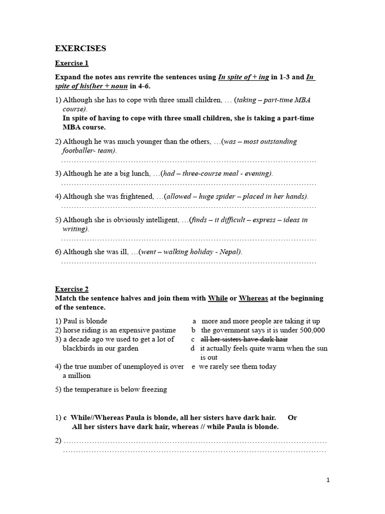 Exercises Contrast | PDF | Linguistics