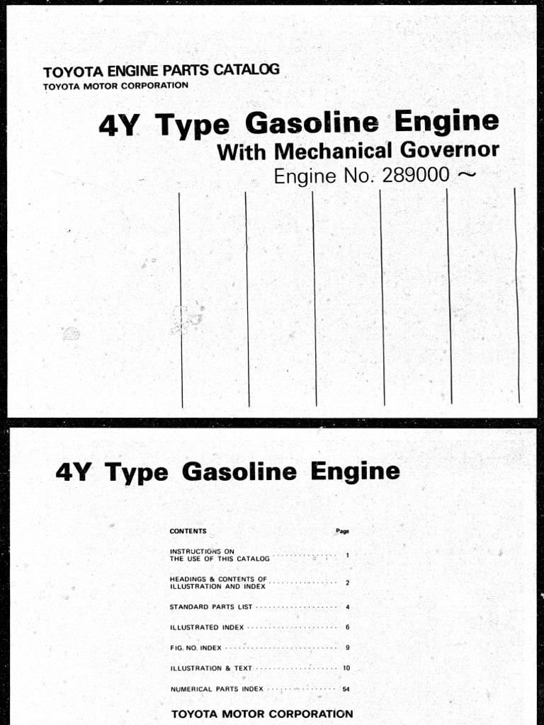 Toyota Engine 4Y Parts Catalog 289000 | PDF