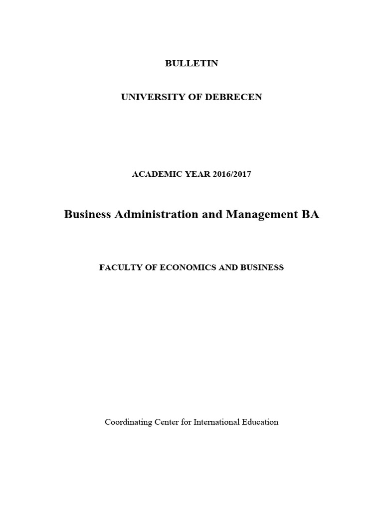BA in Business Administration and Management 20160831 2105 Final | PDF ...