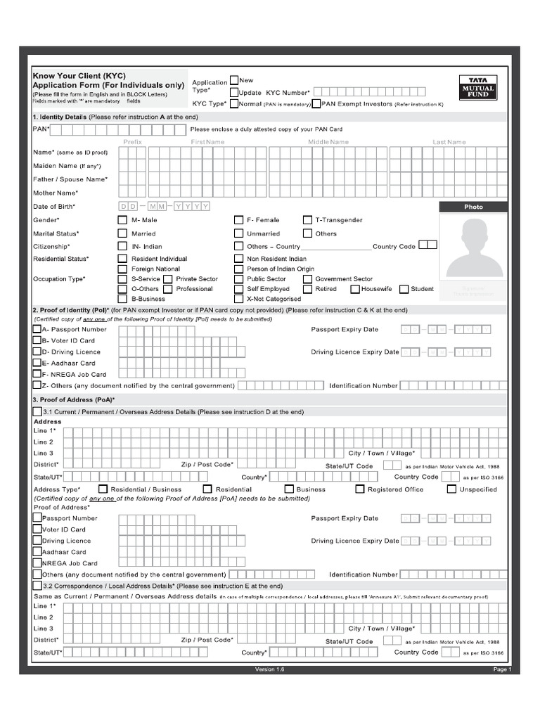 Ckyc Application Form Individual | PDF