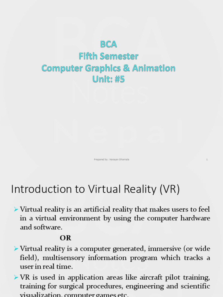 Unit 5 Introduction To Virtual Reality | PDF | Virtual Reality ...