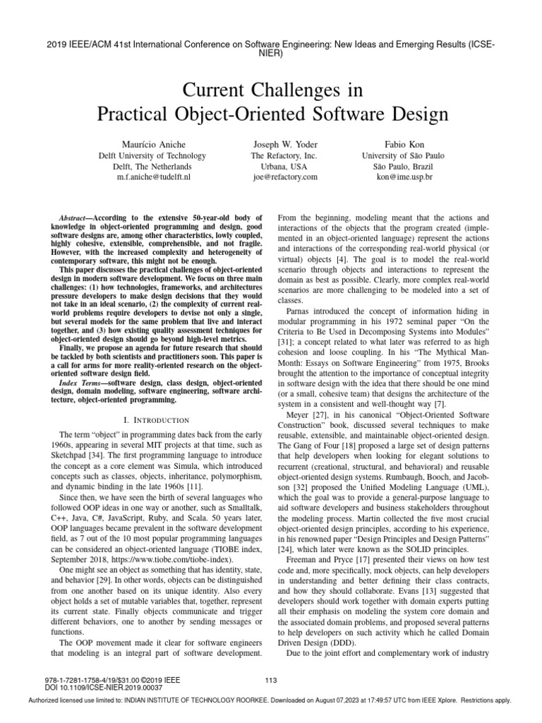 Current Challenges in Practical Object-Oriented Software Design | PDF ...