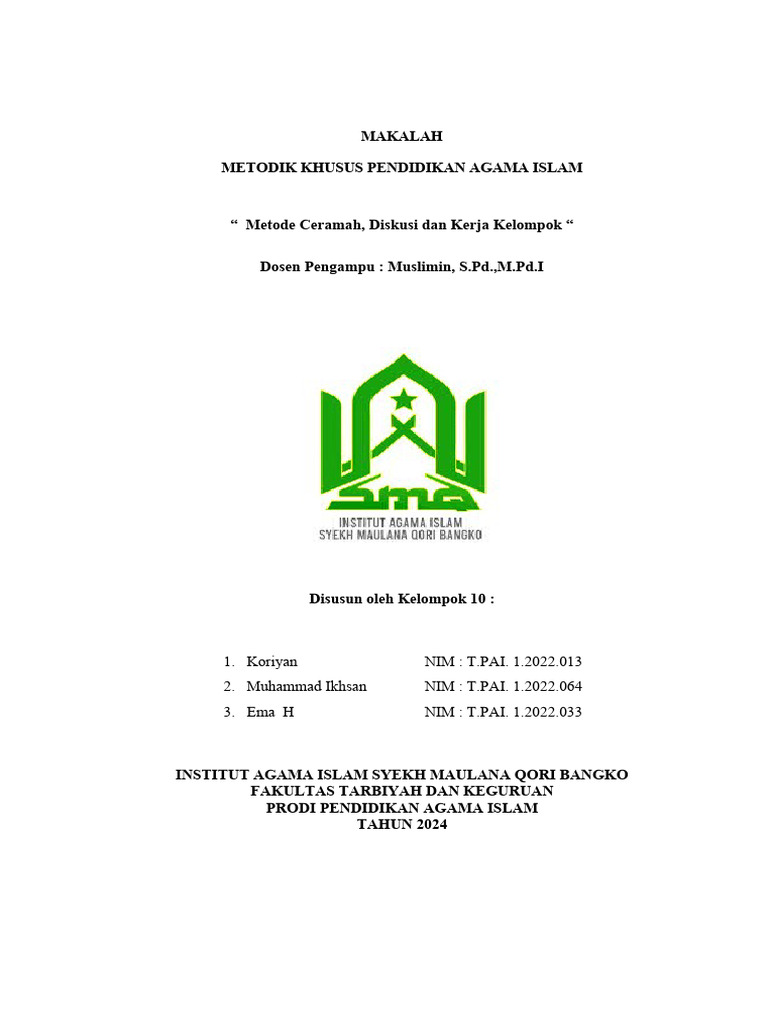 Metode Ceramah, Diskusi, dan Kelompok | PDF