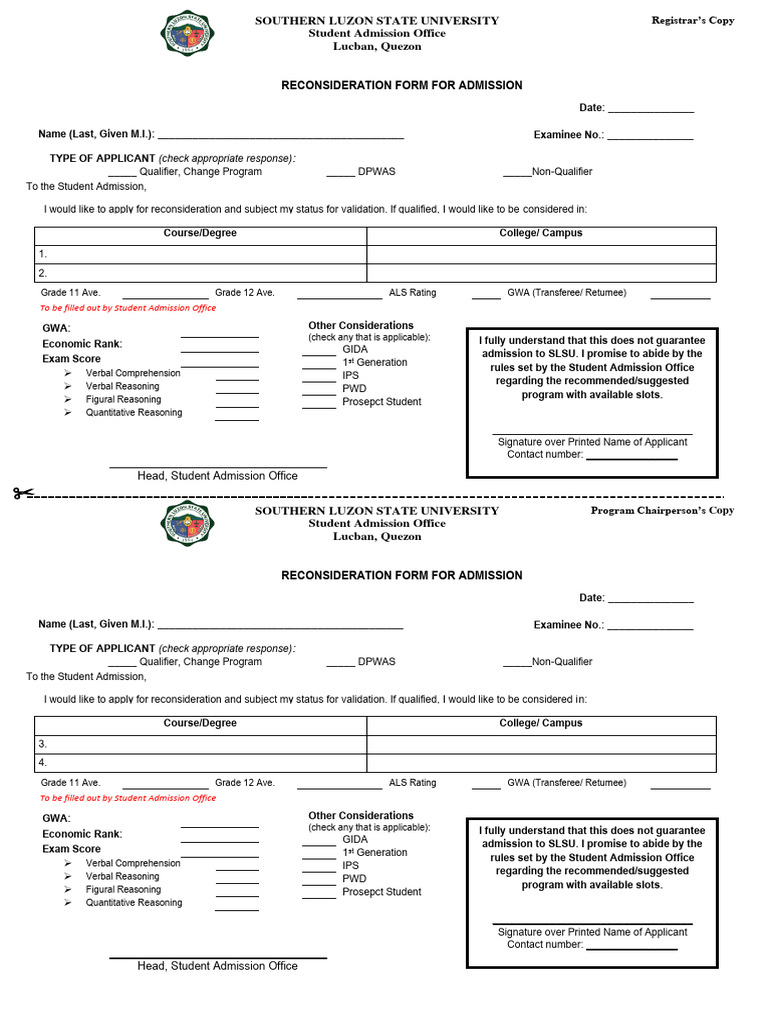 2024-2025 Reconsideration Form 2 | PDF