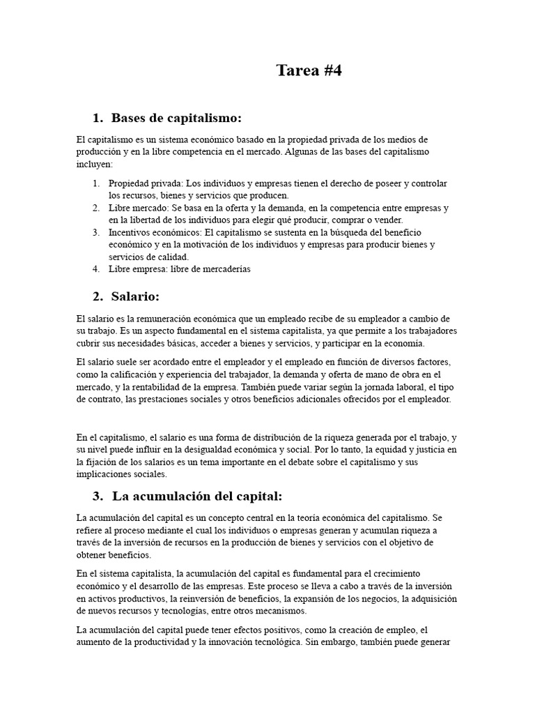 Tarea 4 | PDF | Capitalismo | Salario